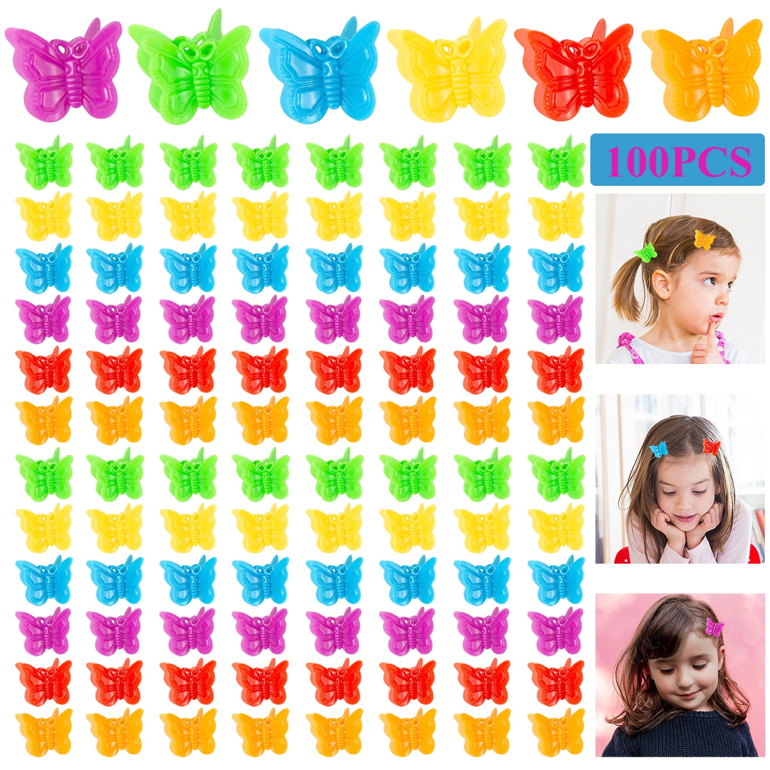 100 Pieces Mini Hair Clips, Butterfly Mini Hair Barrettes Clamps for ...