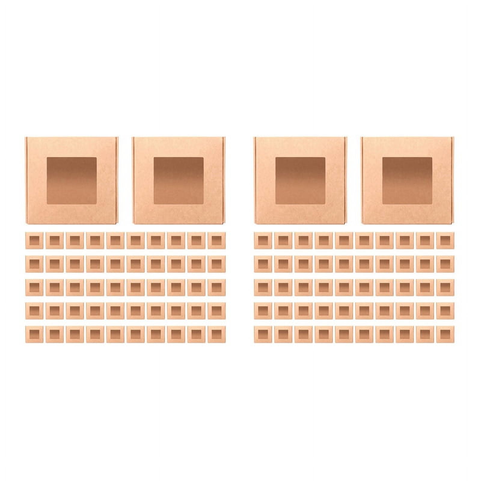100 Pieces Mini Kraft Paper Box with Window Present Packaging Box Treat ...