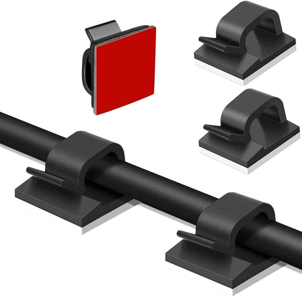 100 Pieces Mini Outdoor Cable Clips with Adhesive Tapes Light Clips ...