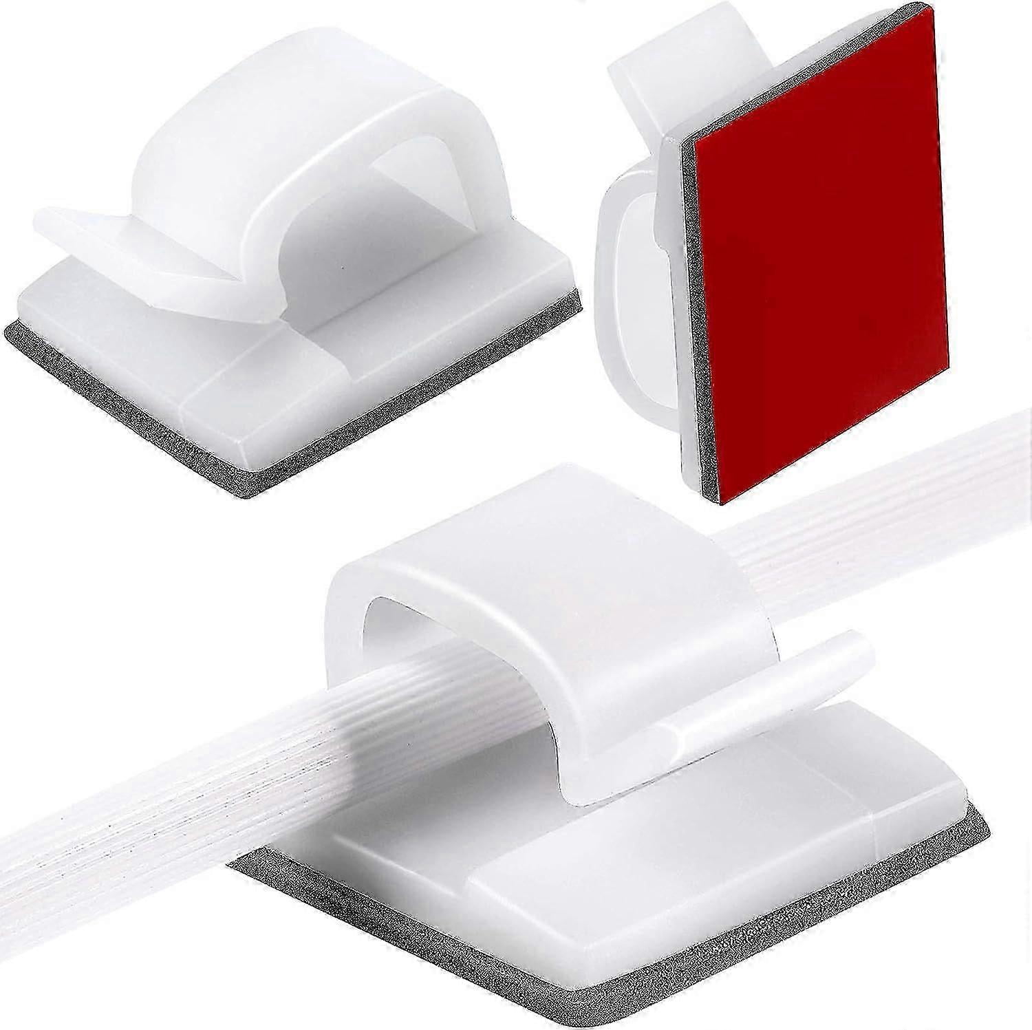 100 Pieces Mini Outdoor Cable Clips with Adhesive Tapes Light Clips ...