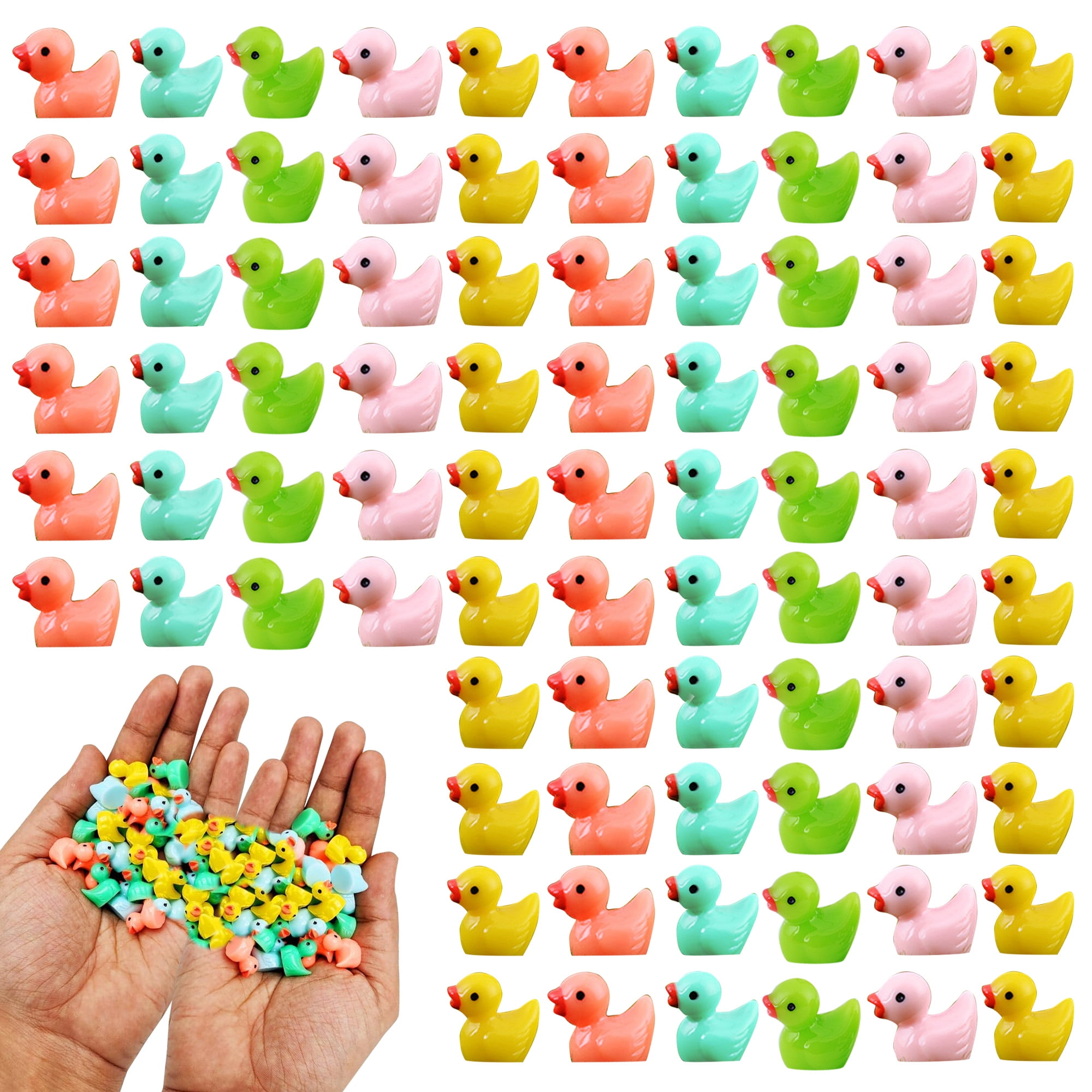 100 Pieces Mini Resin Duck, Colorful Tiny Ducks Miniature Figures for ...