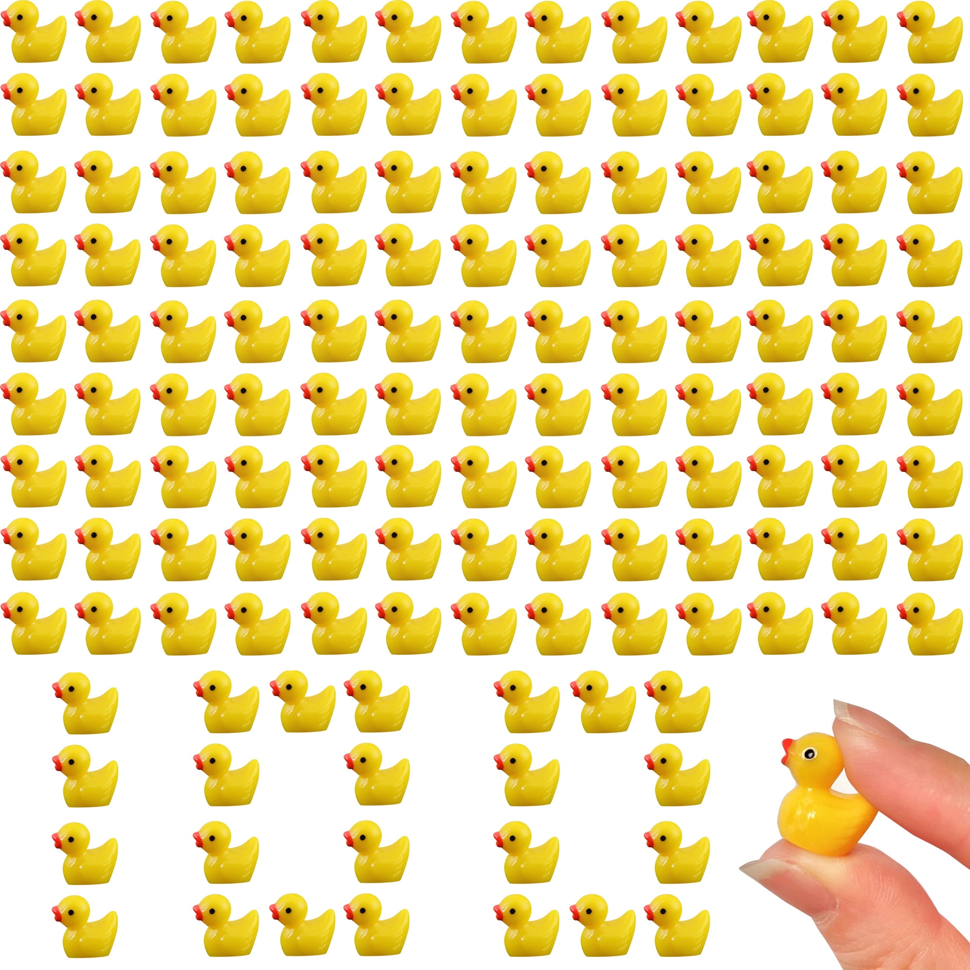 100 Pieces Mini Resin Duck, Yellow Tiny Ducks Miniature Figures for ...