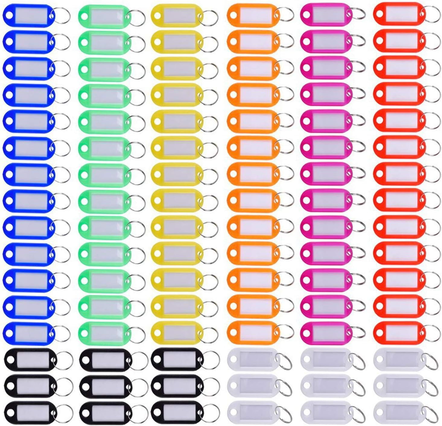 100 Pieces Multicolors Plastic Key Tags ID Fobs Luggage ID Labels with ...