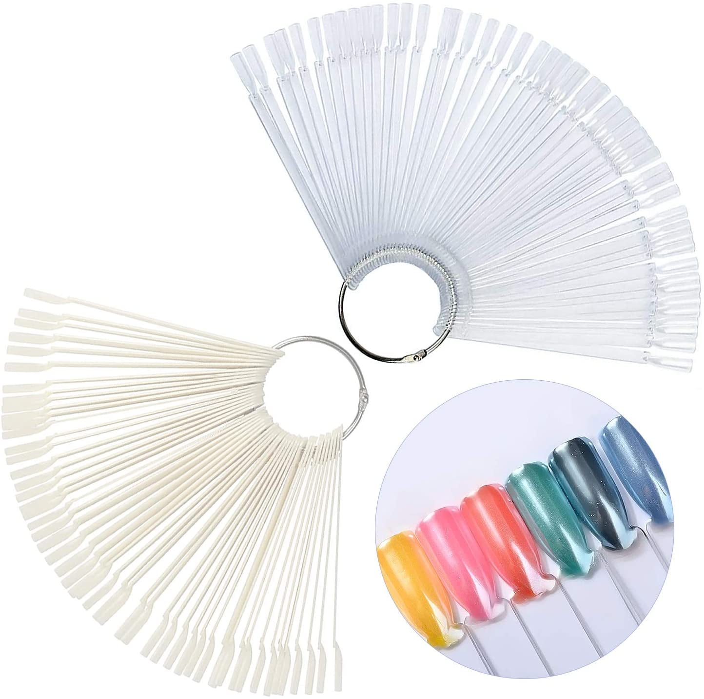 100 Pieces Nails Tip Display, Nail Swatches Display Sticks with Metal ...