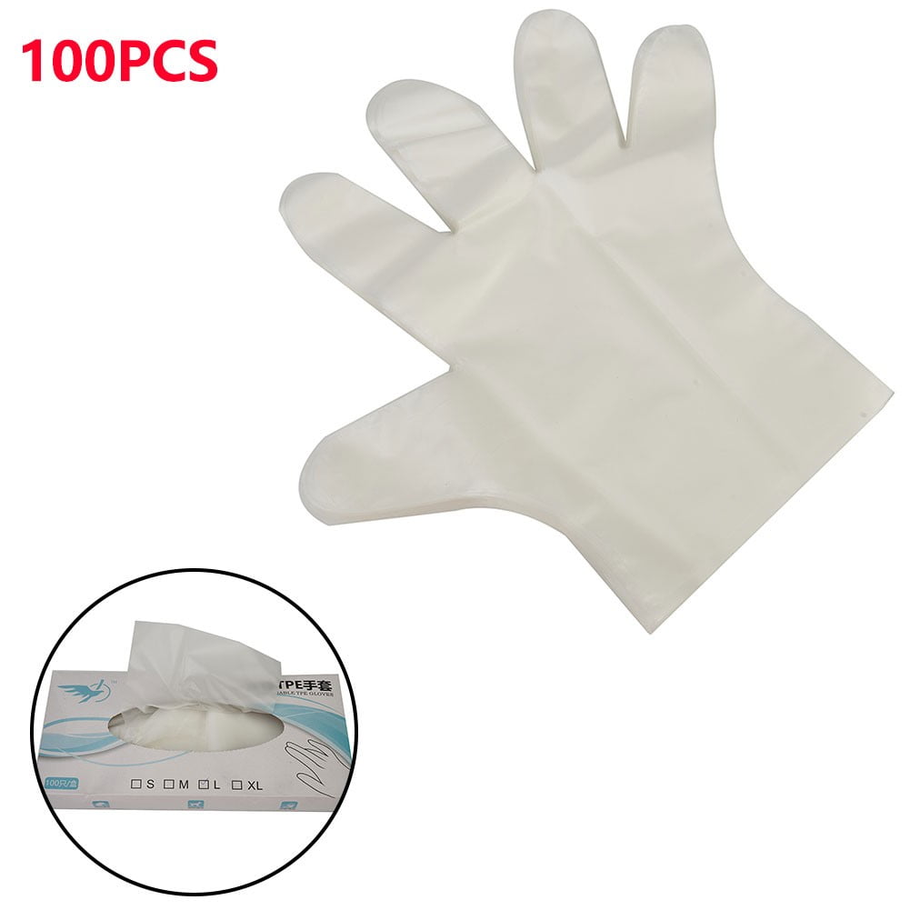 100 Pieces Of Transparent Vinyl Tpe Gloves Latex-Free Gloves For ...