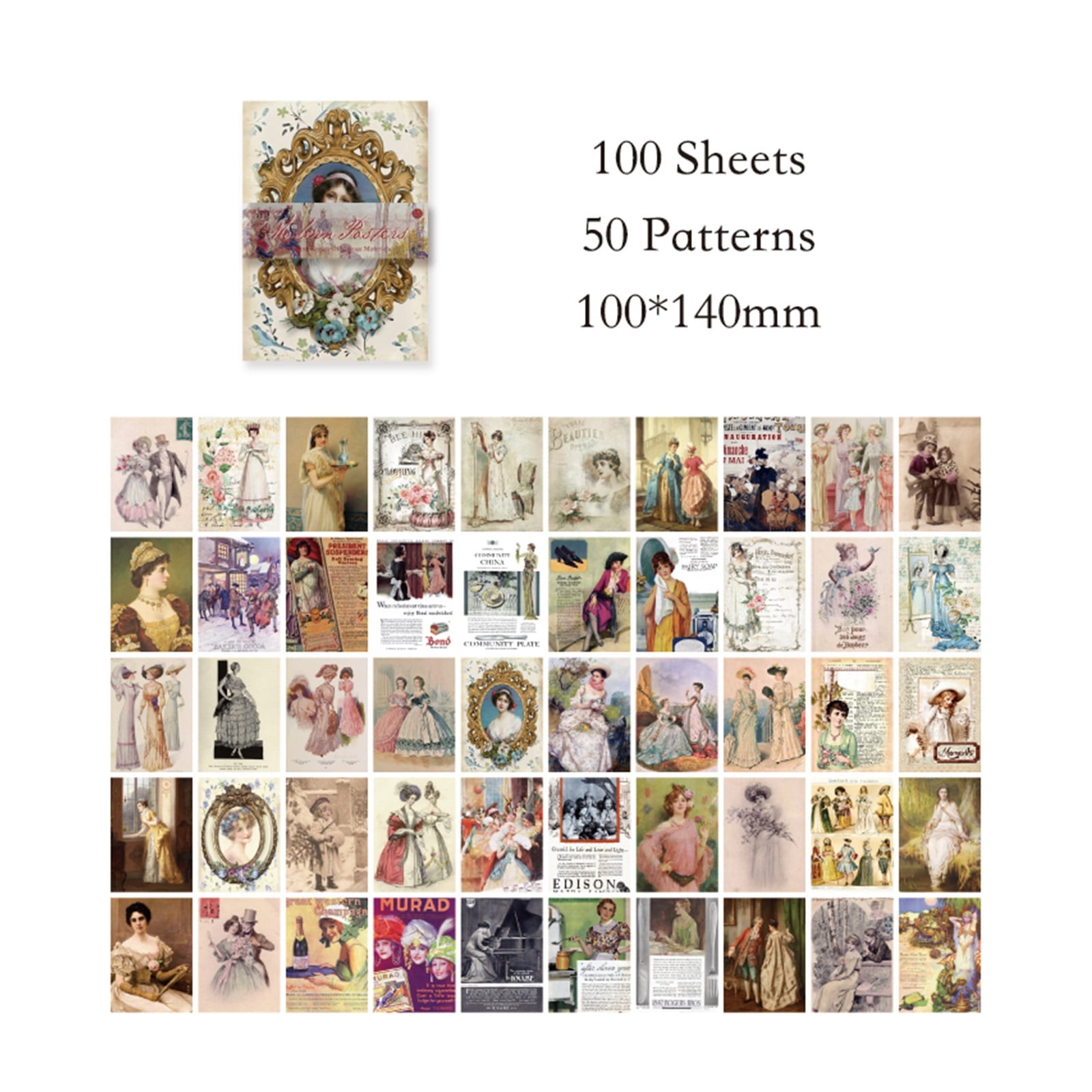 100 Pieces/Pack Scrapbook Paper Aesthetic Handmade Paper DIY Scrapbook ...