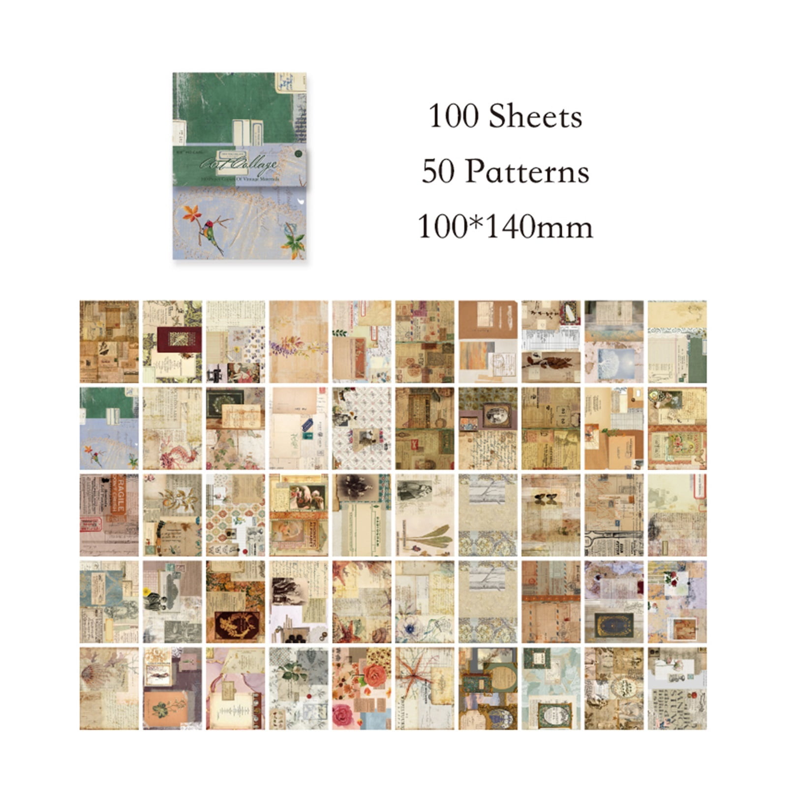 100 Pieces/Pack Scrapbook Paper Aesthetic Handmade Paper DIY Scrapbook ...