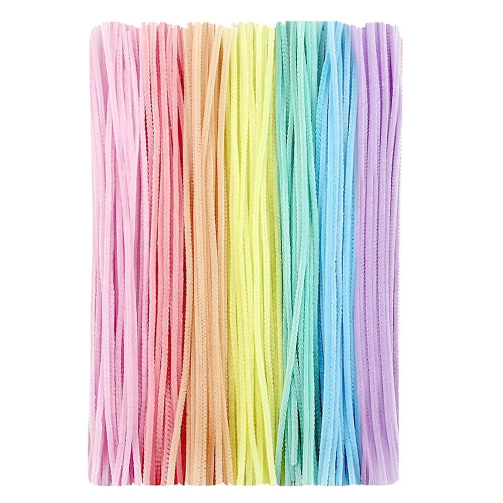 100 Pieces Pastel Pipe Cleaners,Fuzzy Chenille Stems,Fuzzy Sticks Pipe ...
