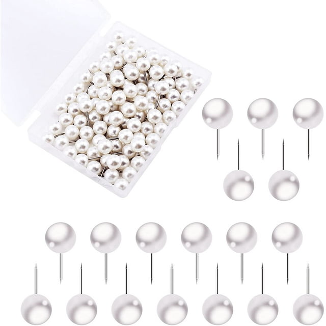 100 Pieces Pearl Push Pins Plastic Round Head Thumb Tacks Map Push Pins ...