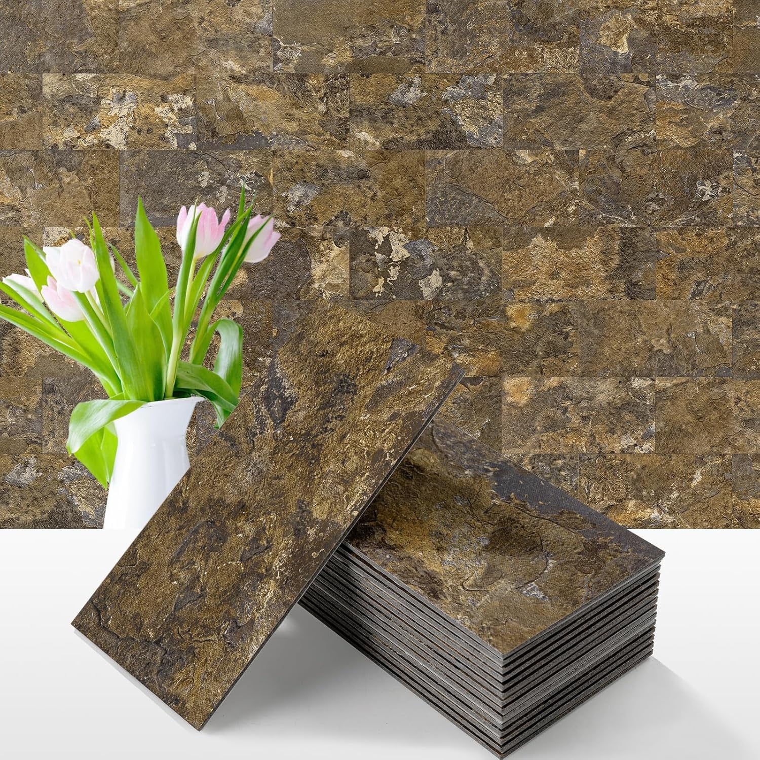 100 Pieces Peel and Stick Backsplash Tiles, 3" x 6" PVC Subway Tile ...