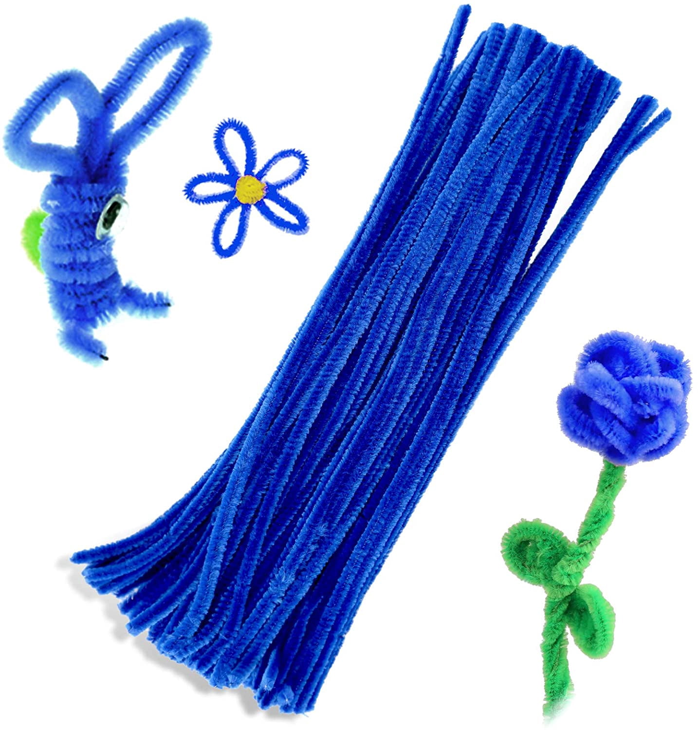 100 Pieces Pipe Cleaners Chenille Stem, Solid Color Pipe Cleaners Set ...