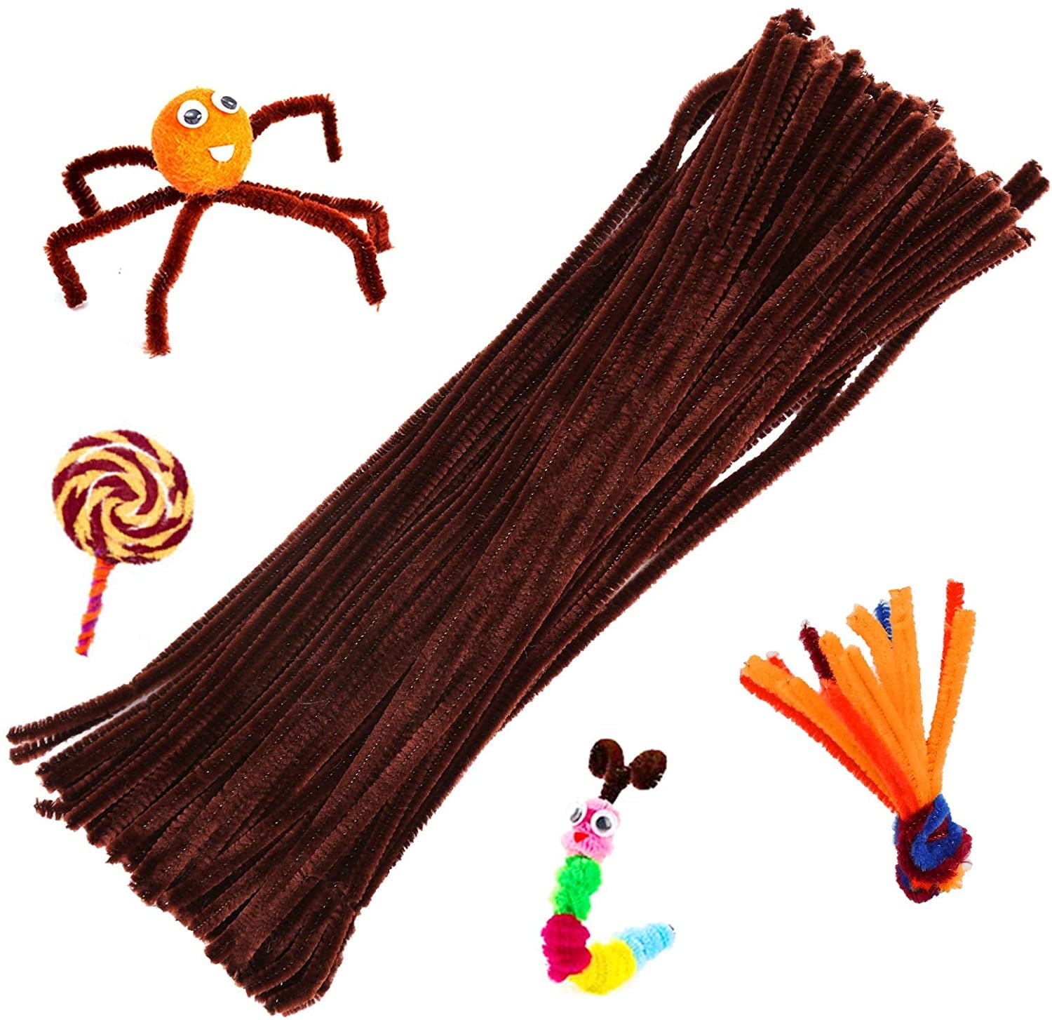 100 Pieces Pipe Cleaners Chenille Stem, Solid Color Pipe Cleaners Set ...