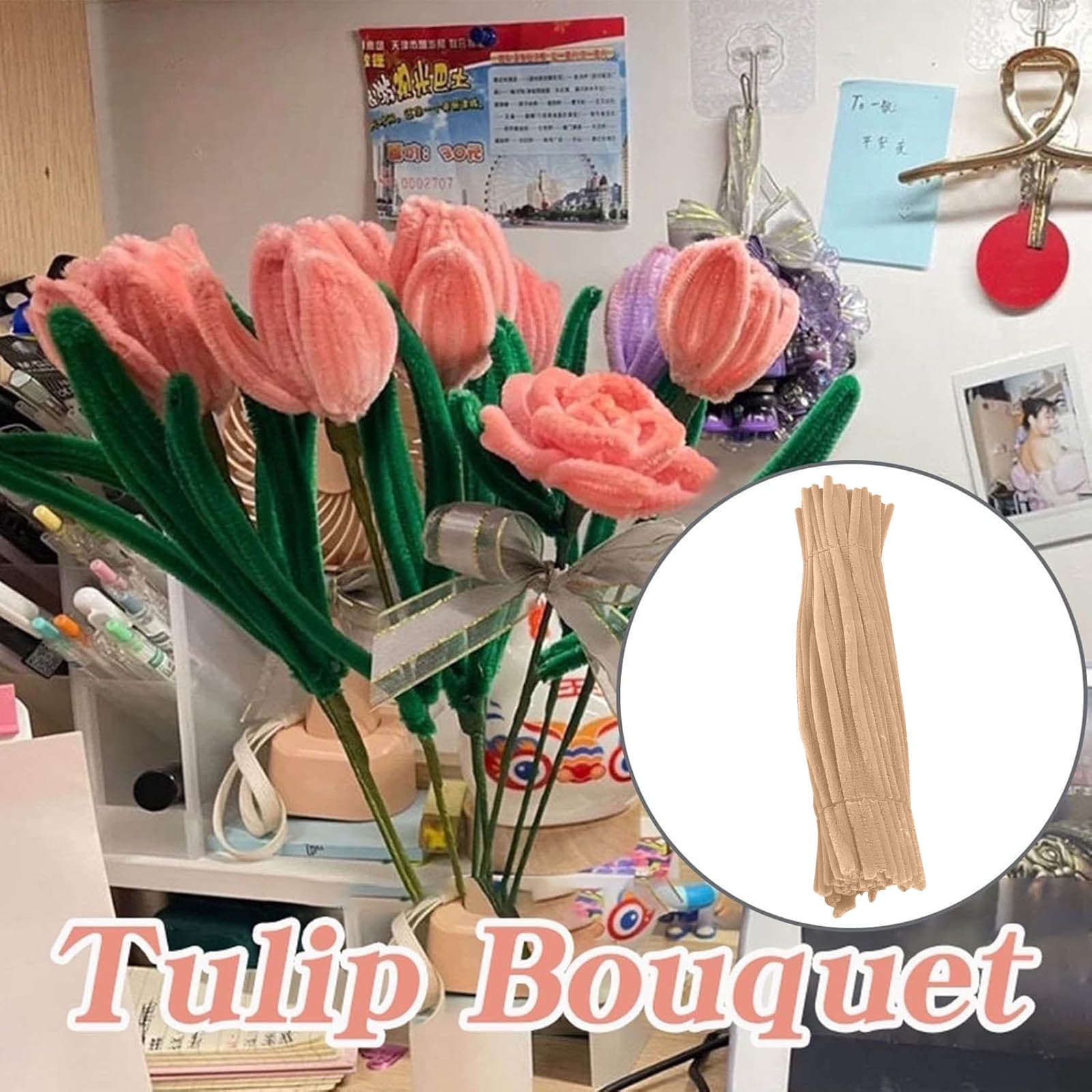 100 Pieces Pipe Cleaners for DIY Crafts, 12 Inch Fuzzy Stems, Bendable ...