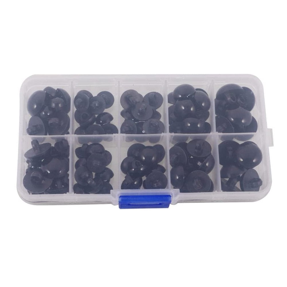 Parvistic 100 Pieces Plastic Black Half Ball Mushroom Shank Buttons ...