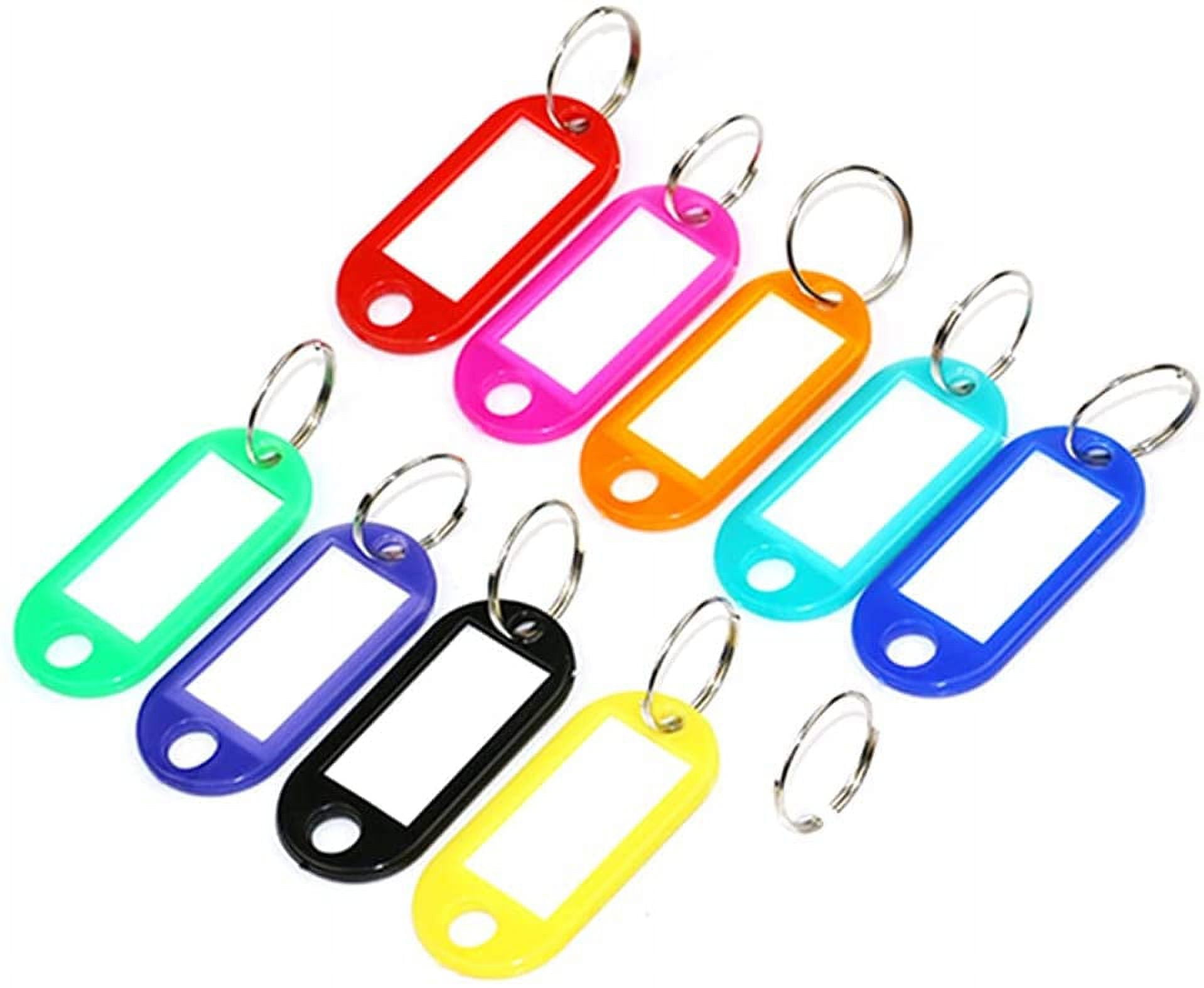 100 Pieces Plastic Key Tags Assorted ID Tags Name Card Label Key Rings ...