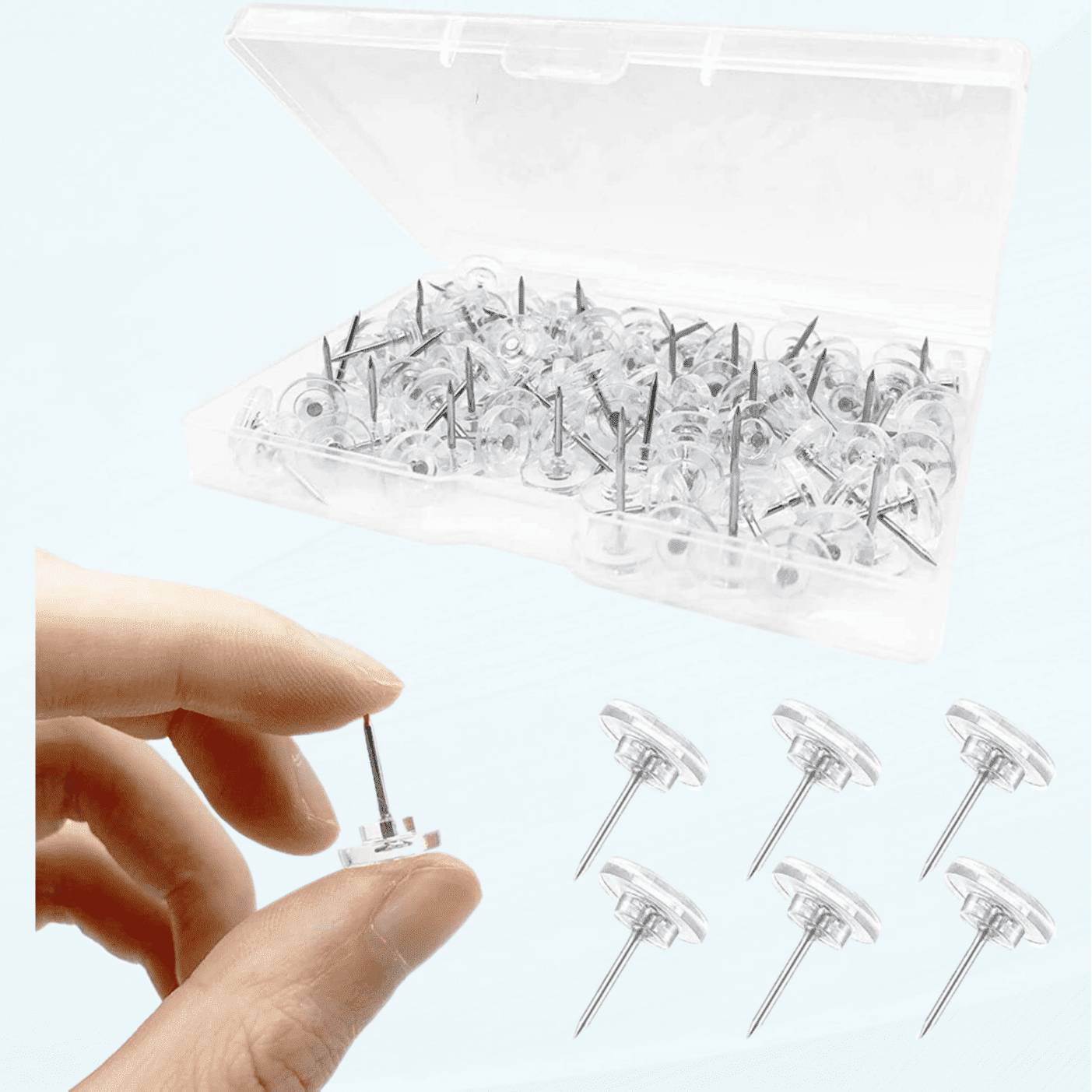 100 Pieces Plastic Push Pins, Plastic Head Steel Point Thumb Tacks for ...