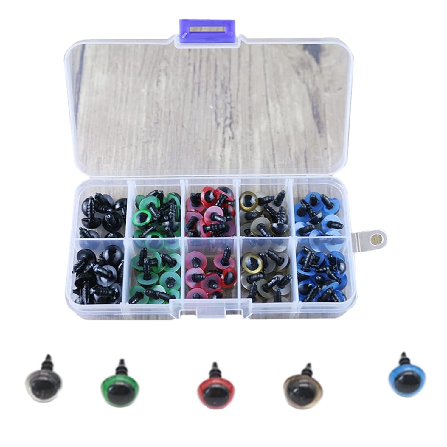 100 Pieces Plastic Safety Eyes with Washers Plastic Animal Eyes Sewing ...