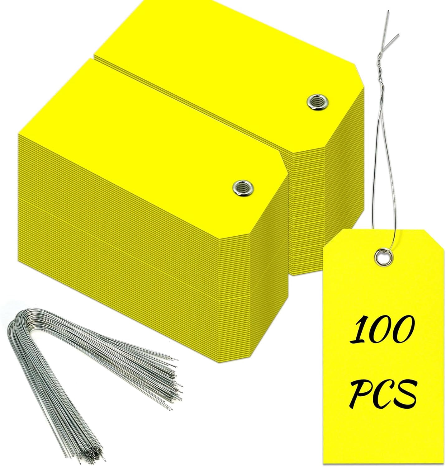 100 Pieces Plastic Shipping Tags with Reinforced Wire Blank Heavy Duty ...