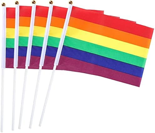 100 Pieces Pride Rainbow Stick Flag, 8.2 x 5.5 Inch, Mini LGBT Flag ...