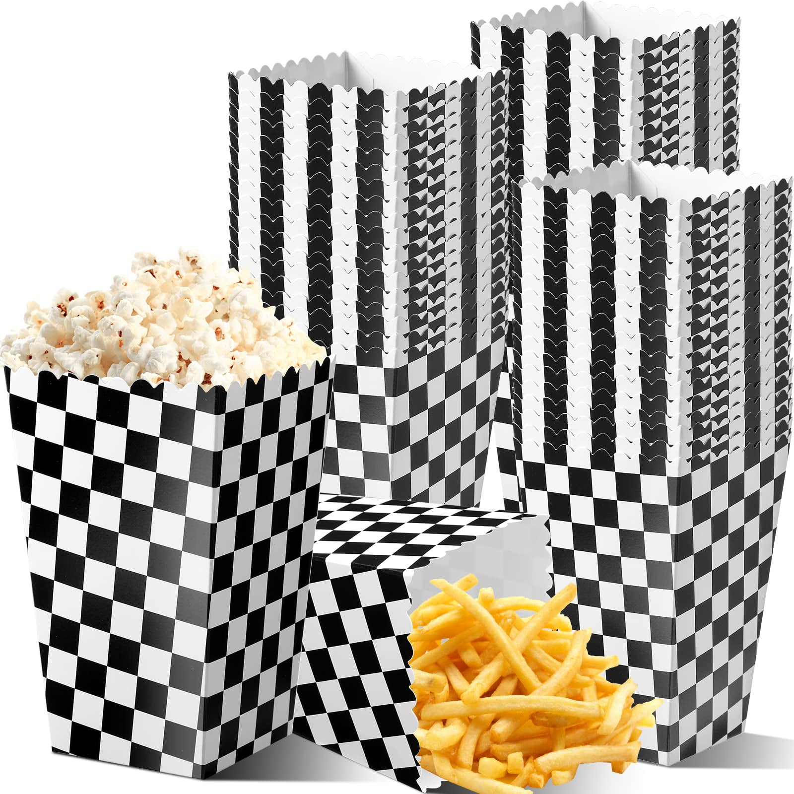 100 Pieces Race Car Popcorn Boxes Racing Car Party Supplies Black and ...