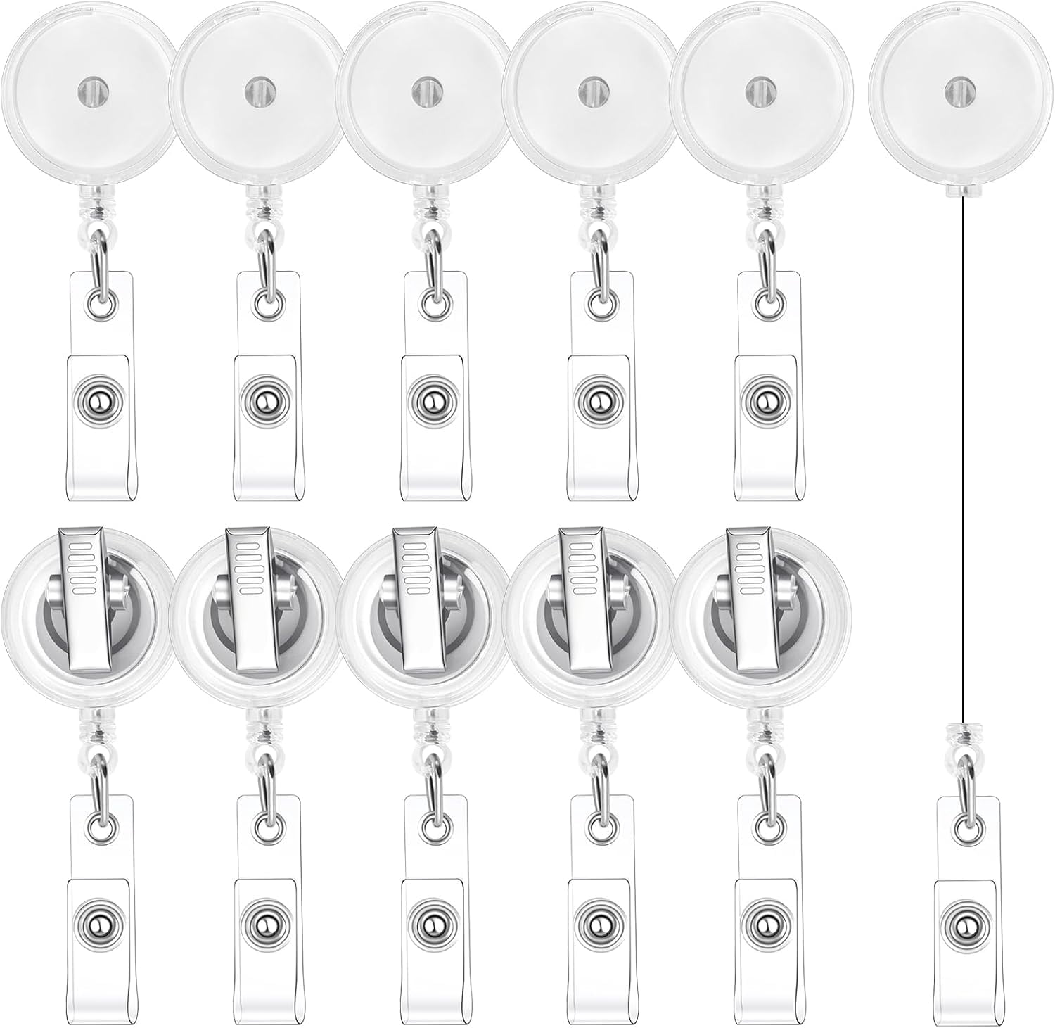 100 Pieces Retractable Badge Reels with Swivel Alligator Clip Badge ...