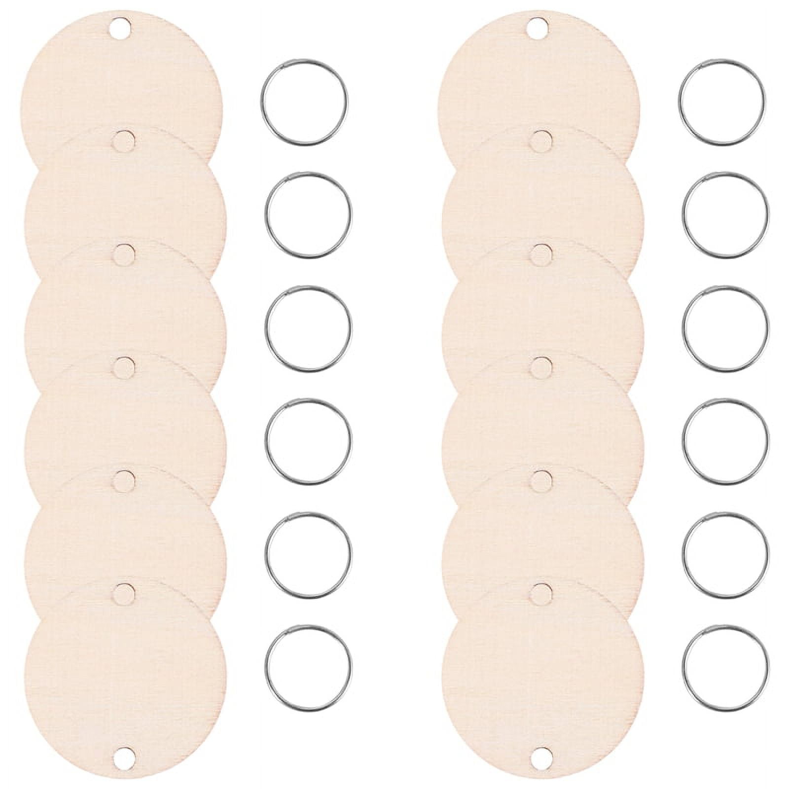 100 Pieces Round Wooden Discs with Holes Birthday Board Tags and 15 mm ...