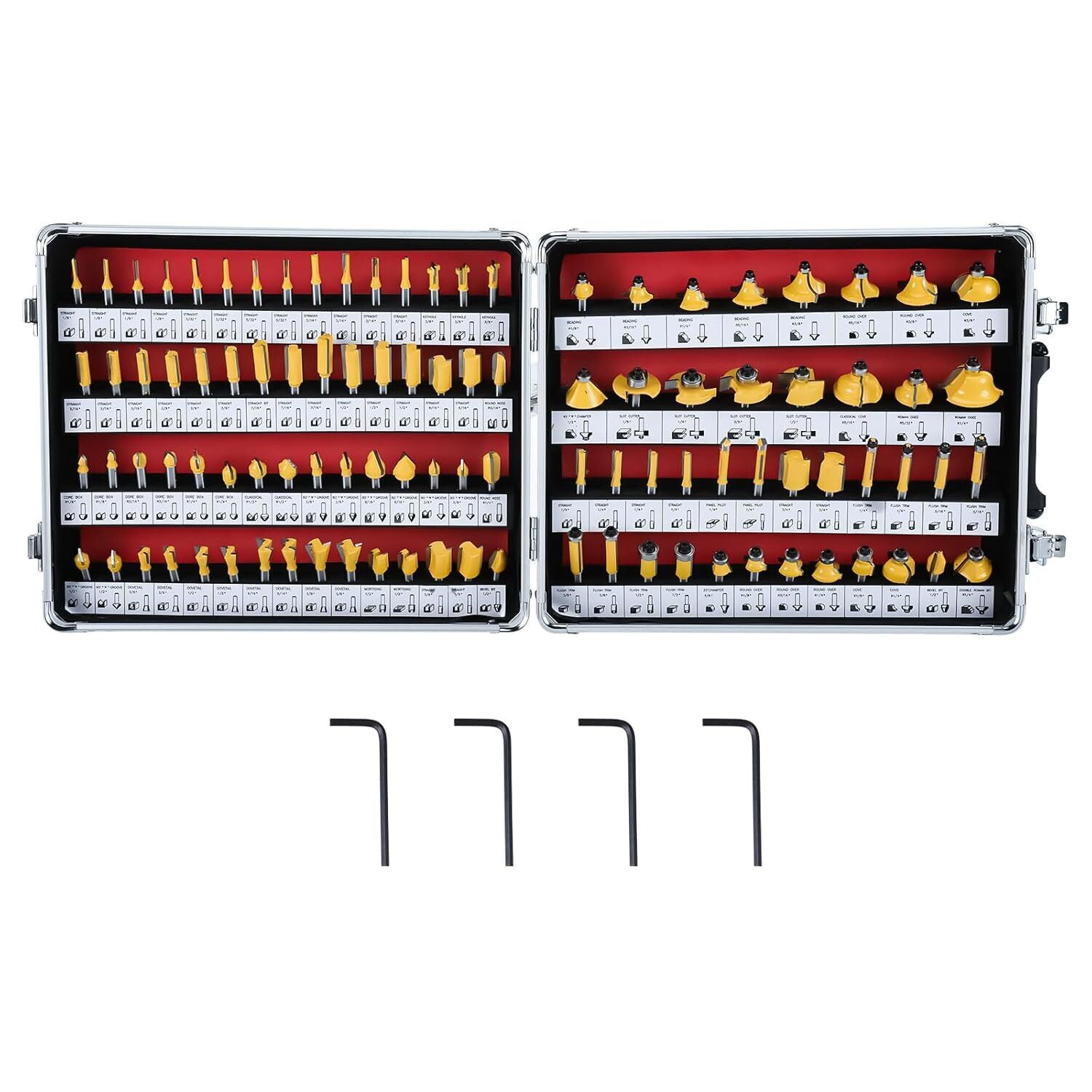 100 Pieces Router Bits Set 1/4 Inch Shank Tungsten Carbide Wood Router ...