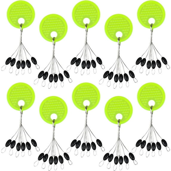 100 Pieces Rubber Bobber Stops,6 in 1 Float Sinker Stopper,Oval Shape ...