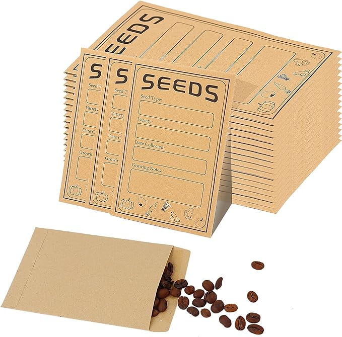 100 Pieces Seed Envelopes Resealable Self Sealing,3.14 x 4.72 Inch Seed ...