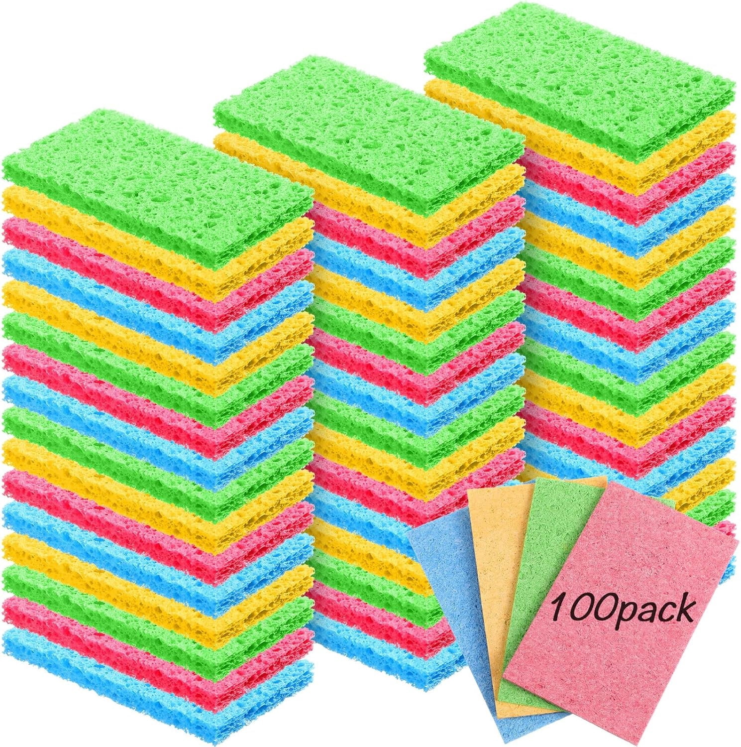 100 Pieces Sponges Kitchen Compressed Sponges Bulk Natural Dish Sponge ...