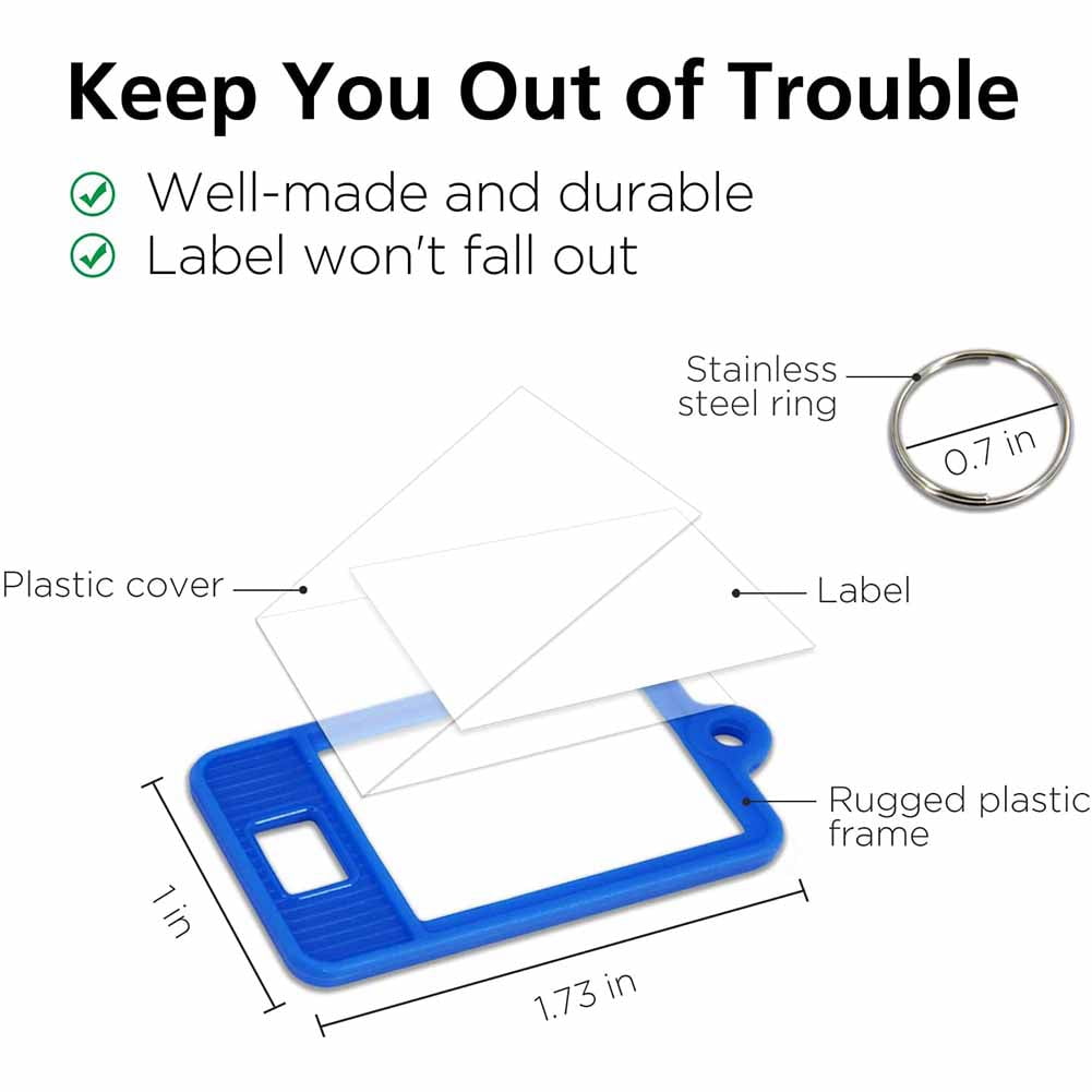 HOT! 100 Pieces Tough Plastic Key Tags Oval Shaped Label Tag with ...