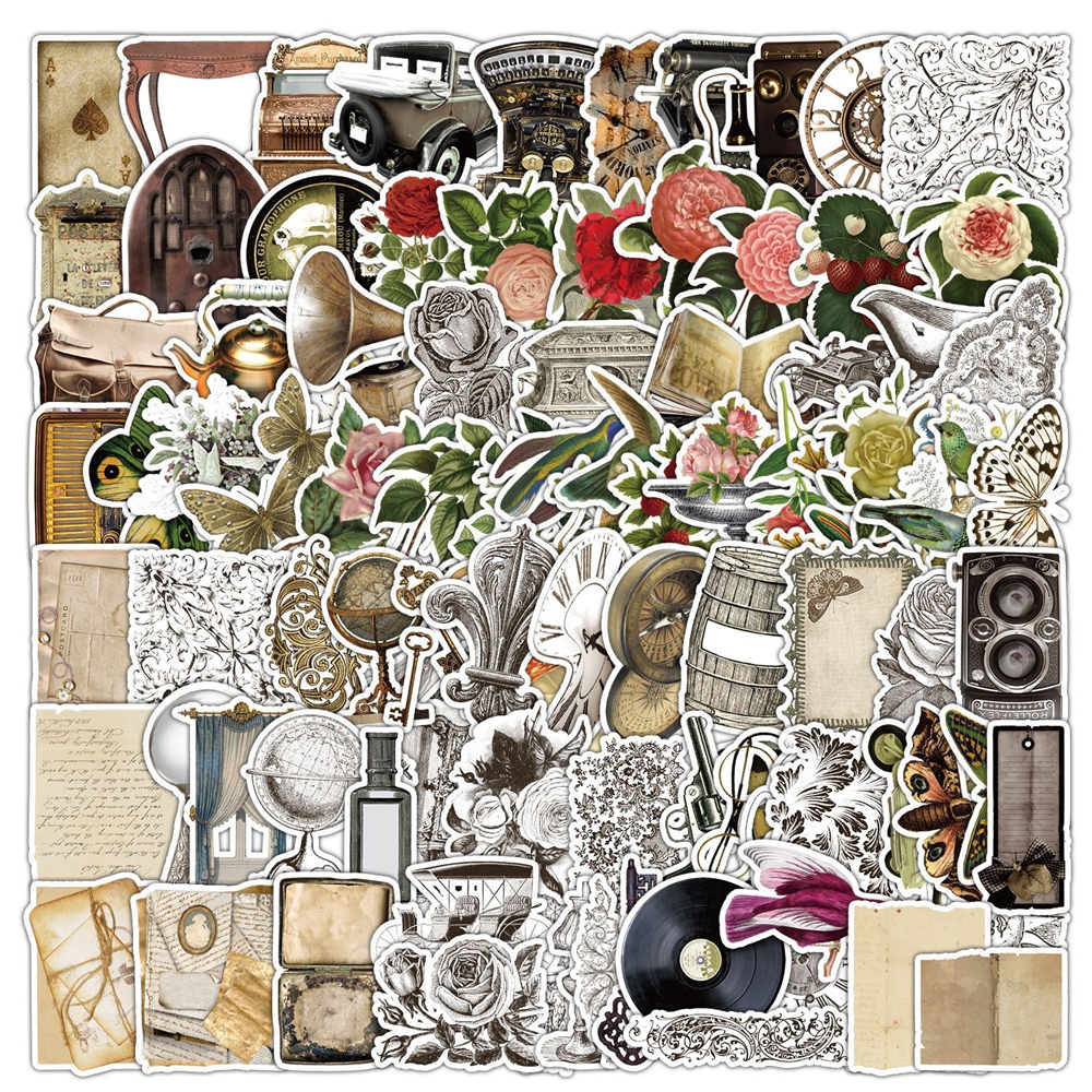 100 Pieces Vintage Decorative Stickers for Scrapbooking Journaling ...