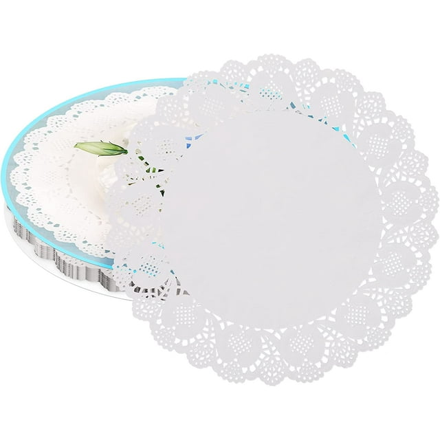 100 Pieces White Lace Round Paper Doilies Cake Packaging Pads Wedding ...