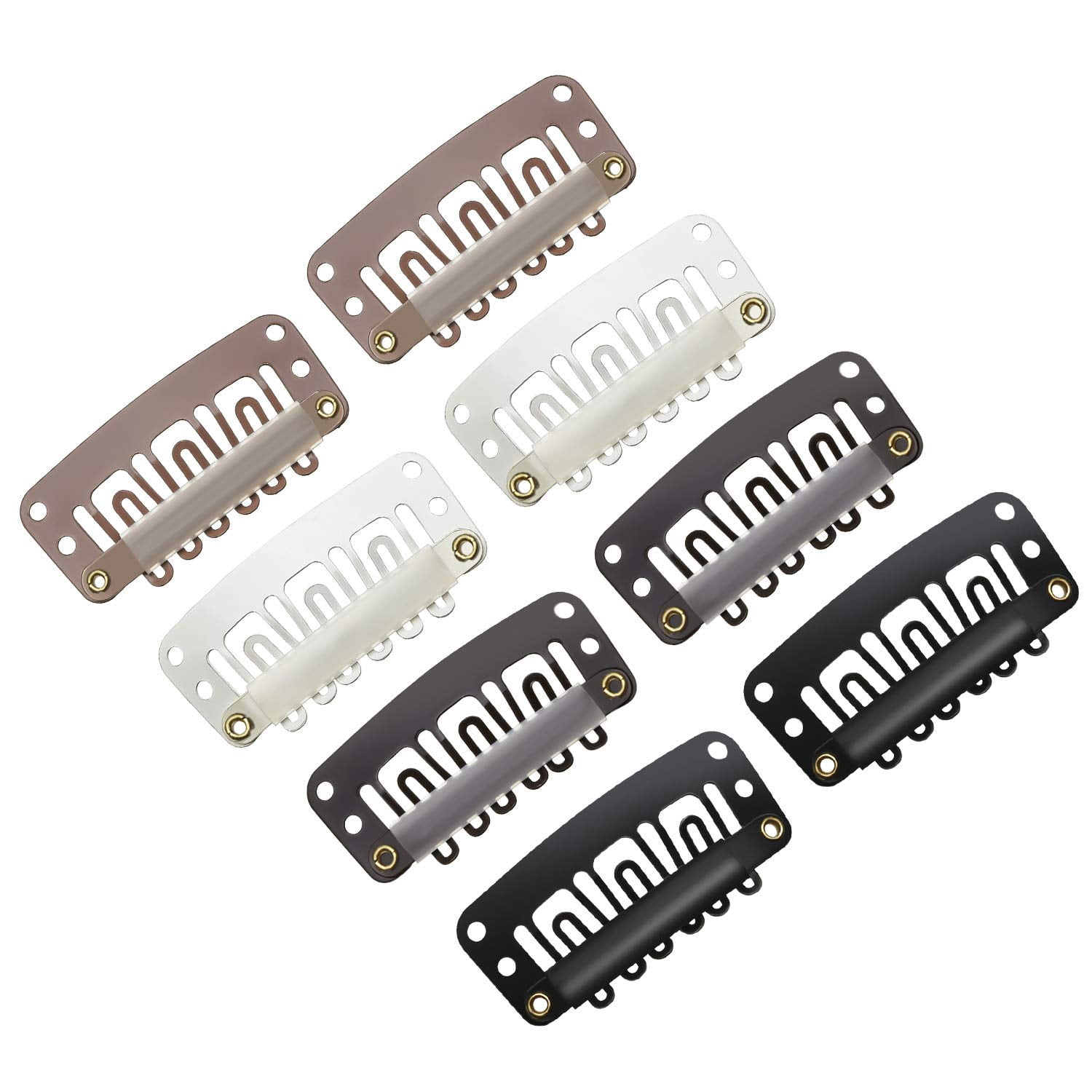 100 Pieces Wig Clips U-shape Metal Clips With Soft Rubber 6 Teeth ...