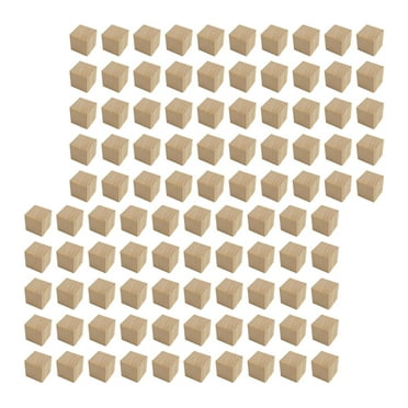 100 × Wooden Cubes Sets, Assorted Colors Square Blocks, Baby Shower ...