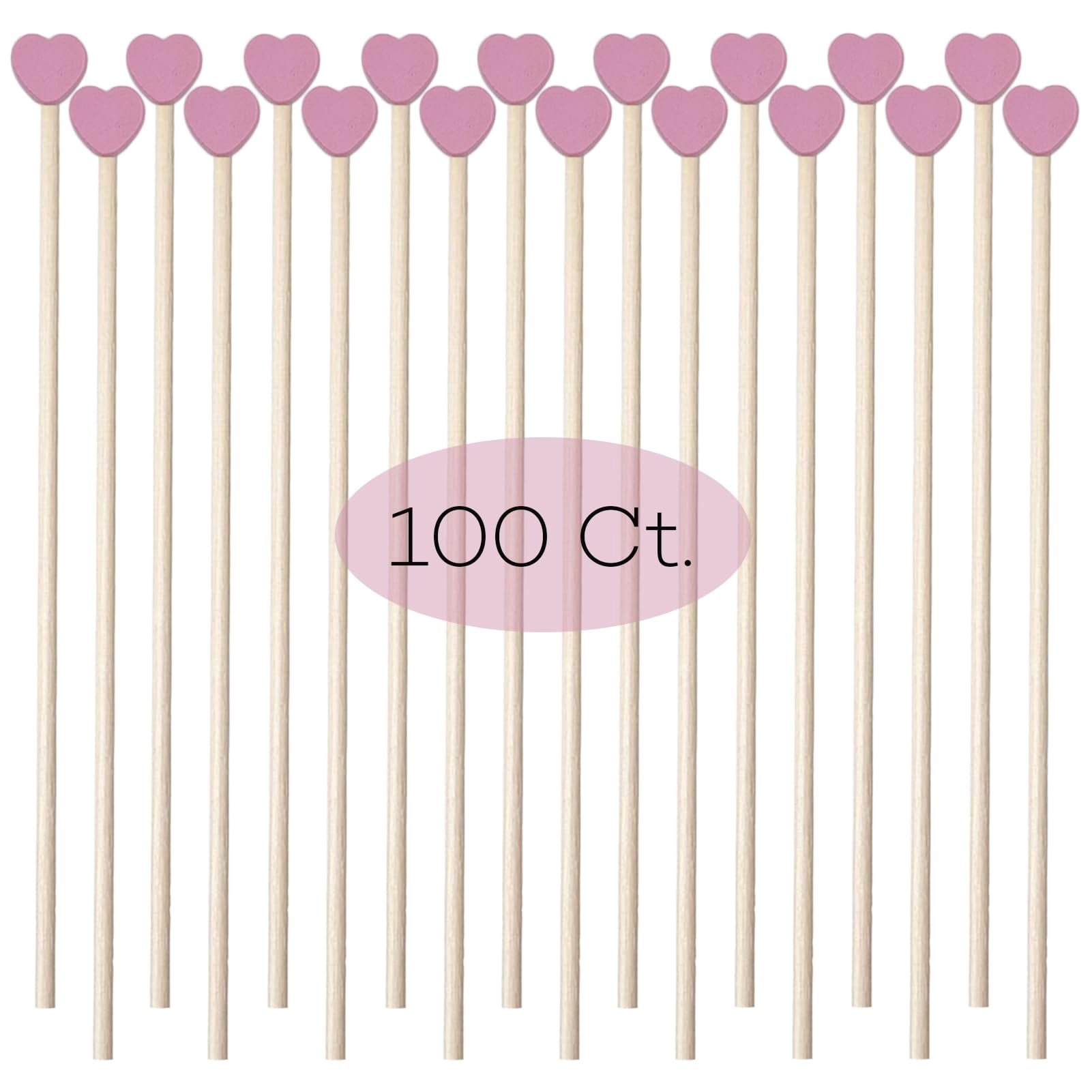 100 Pieces Wooden Rock Candy Sticks with Heart, 6inch Wood Swizzle ...