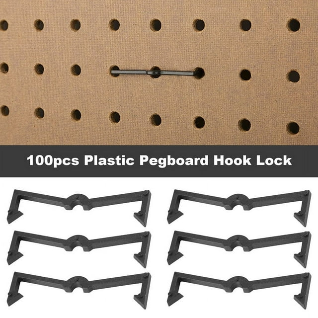 100 Pieces of Plastic Pegboard Hook Lock Pegboard Display Hook Storage ...