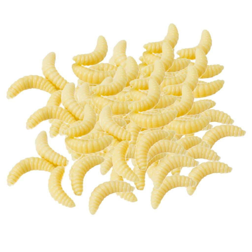 100 Pieces/set Fishing Soft Grub Worm Bread Bug Maggots Lures Baits ...