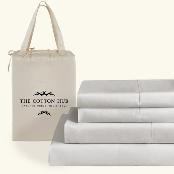 100% Pima Cotton Queen Size 4-PCs Sheet Set (Solid, Silver Grey) Fits ...