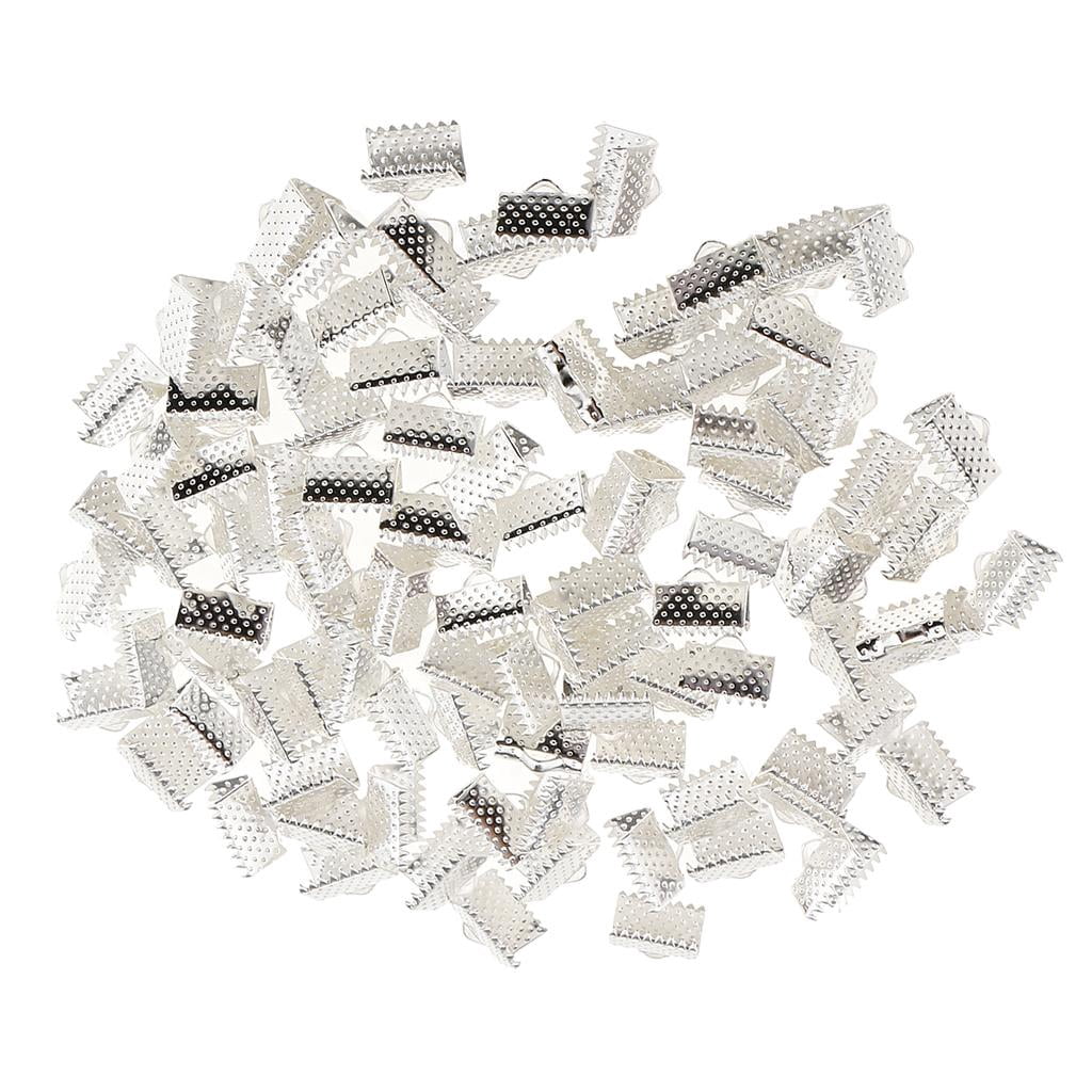 100 Pinch Cord Ends Ribbon Closure for Jewelry Finding Crafts - Gloss ...