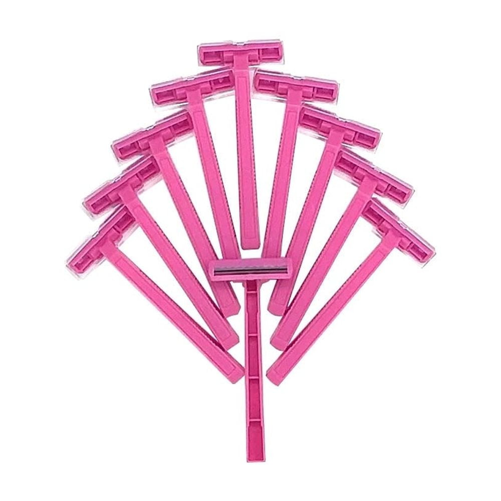 100 Pink Disposable Twin Blade Razors for Women Close Smooth Shave Bulk ...