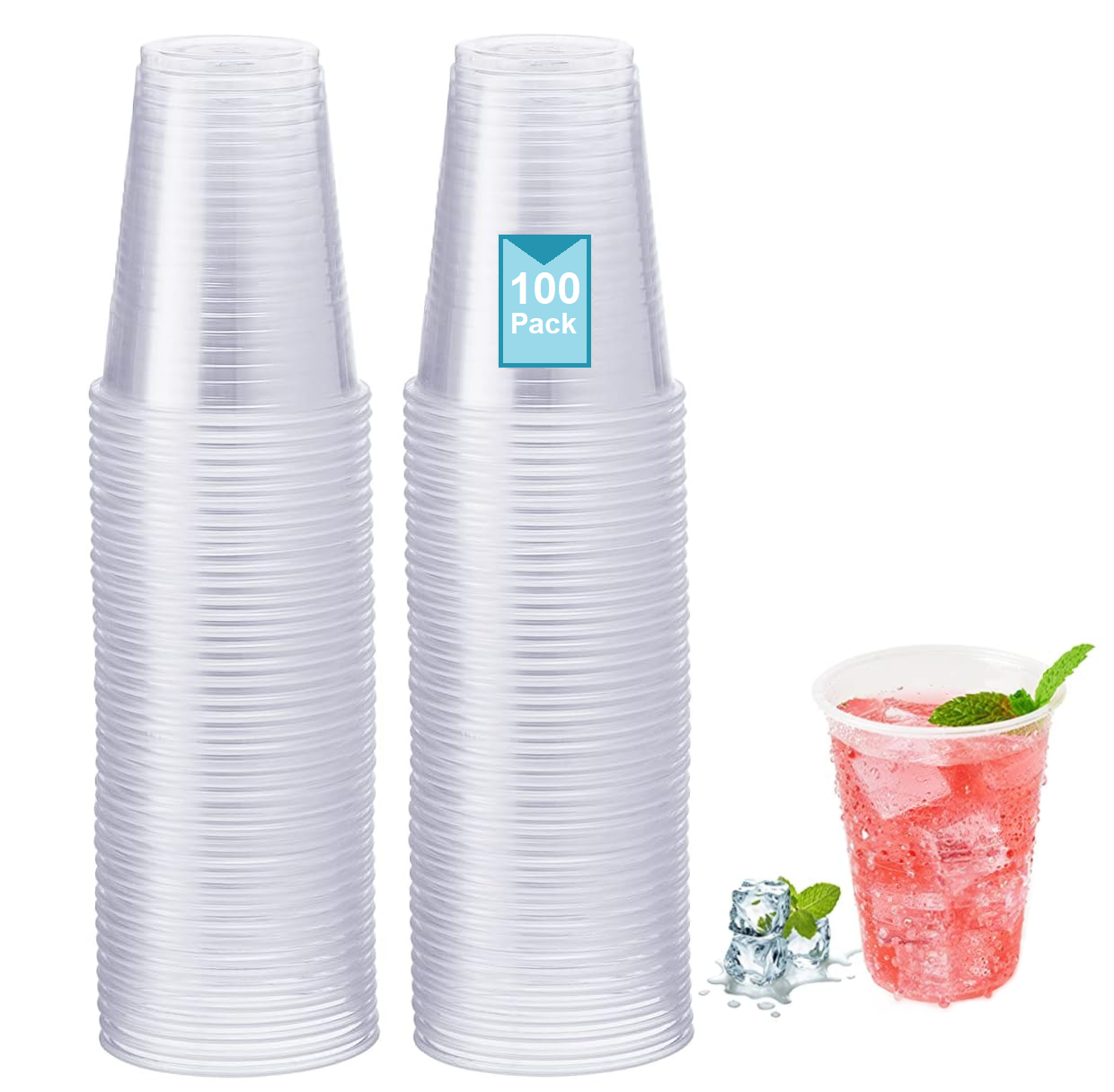 100/Pk Premium Plastic Claer Cups 7oz. Durable High Impact Drinking ...