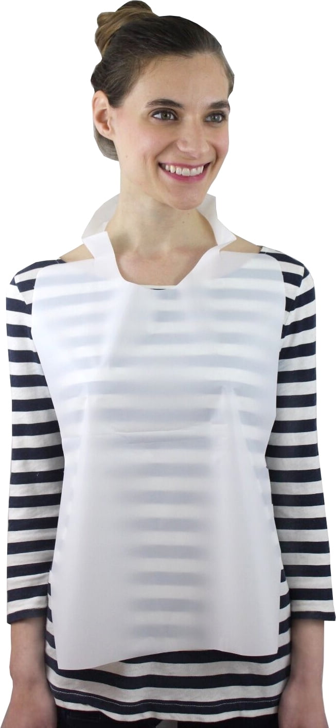 100 Pk - White Disposable Adult Plastic Bib - Single Use Bibs - Walmart.com