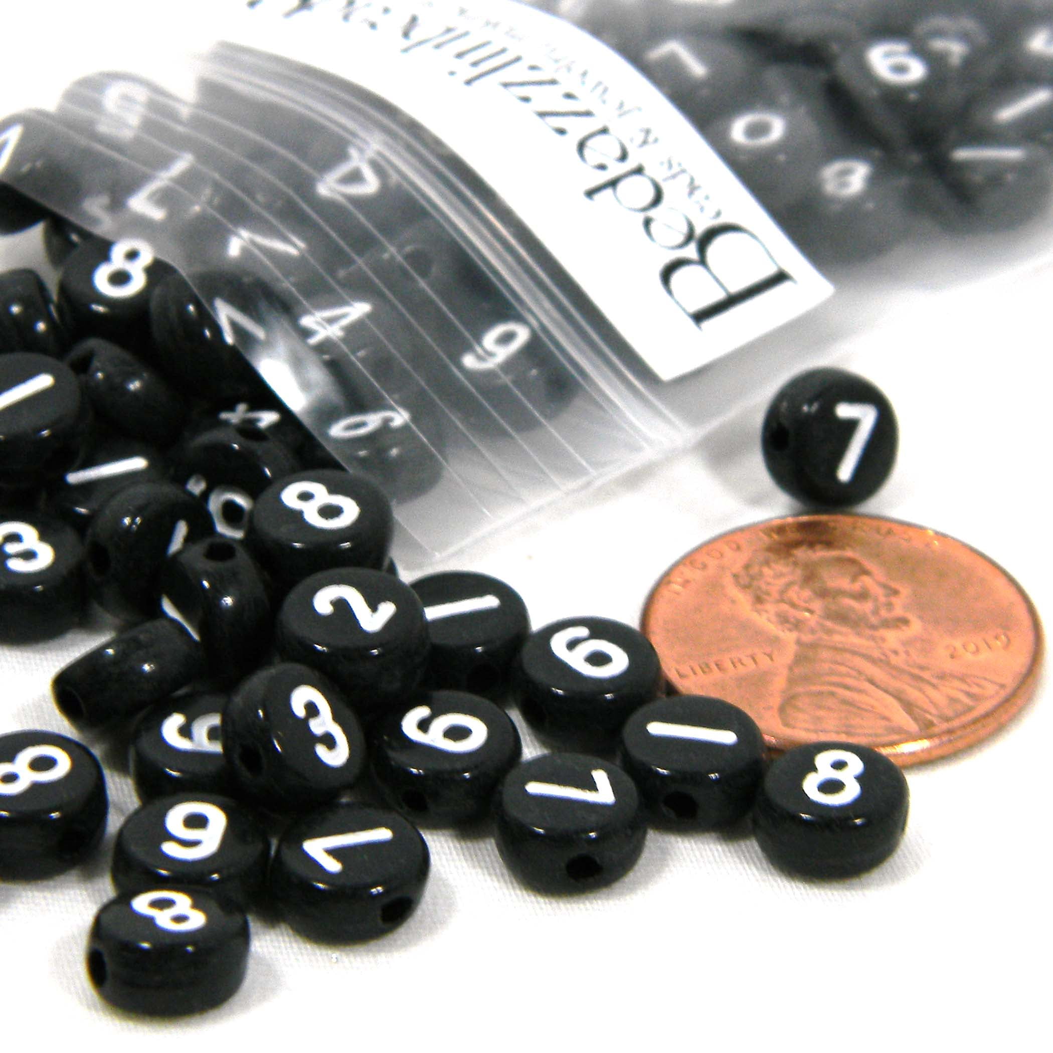 100 Plastic Acrylic 7mm Round 3.5 Thick Assorted Opaque Flat Number ...
