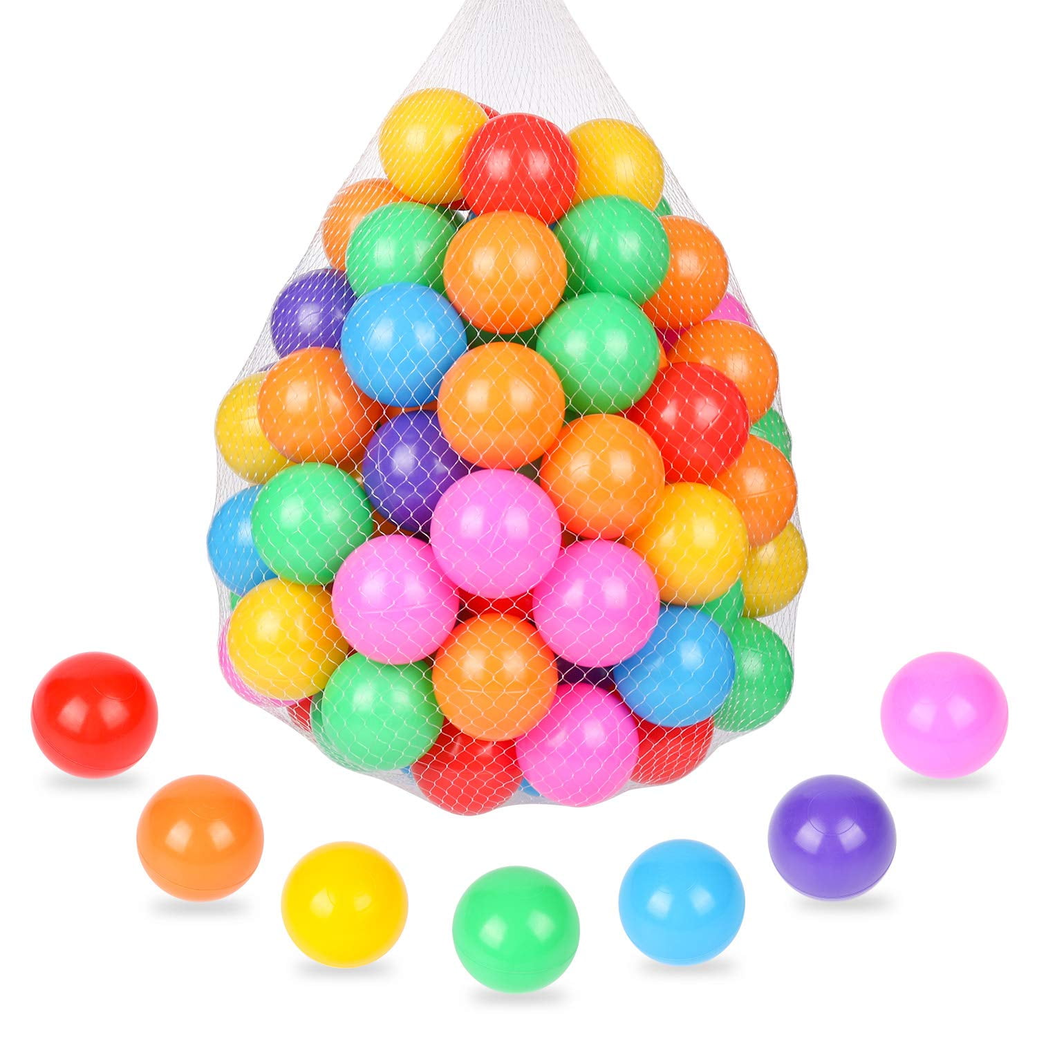 100 Plastic Balls for Ball Pit Crush Proof Plastic Ball Children's Toy ...