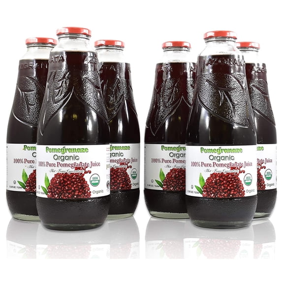 Blue Ribbon, 100% Pomegranate Juice, 33.8 Fl Oz, 6 Pack, USDA Organic ...