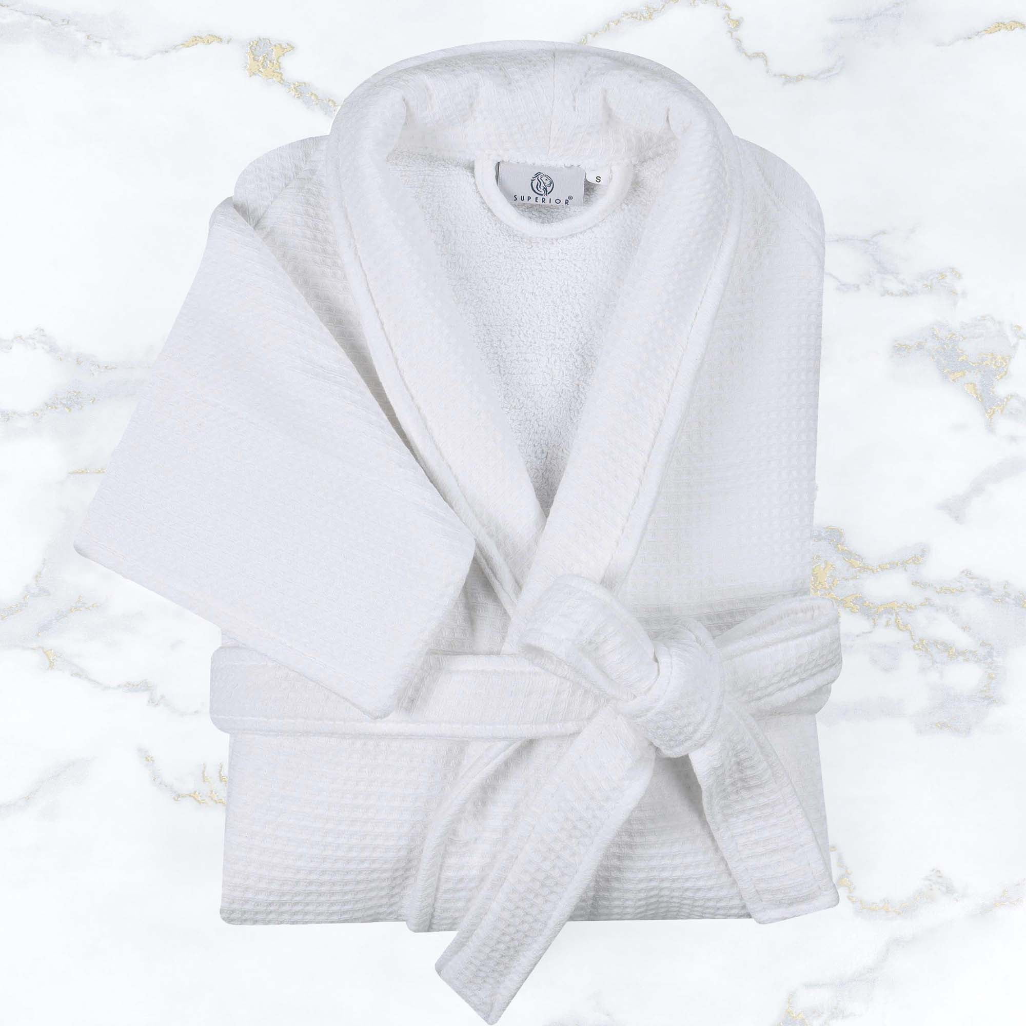 Blue Nile Mills 100% Cotton Waffle Weave Bath Robe, Large, White ...
