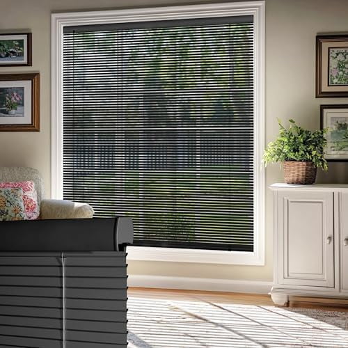 100% Privacy Aluminum Mini Blinds for Windows Cordless Room Darkening ...