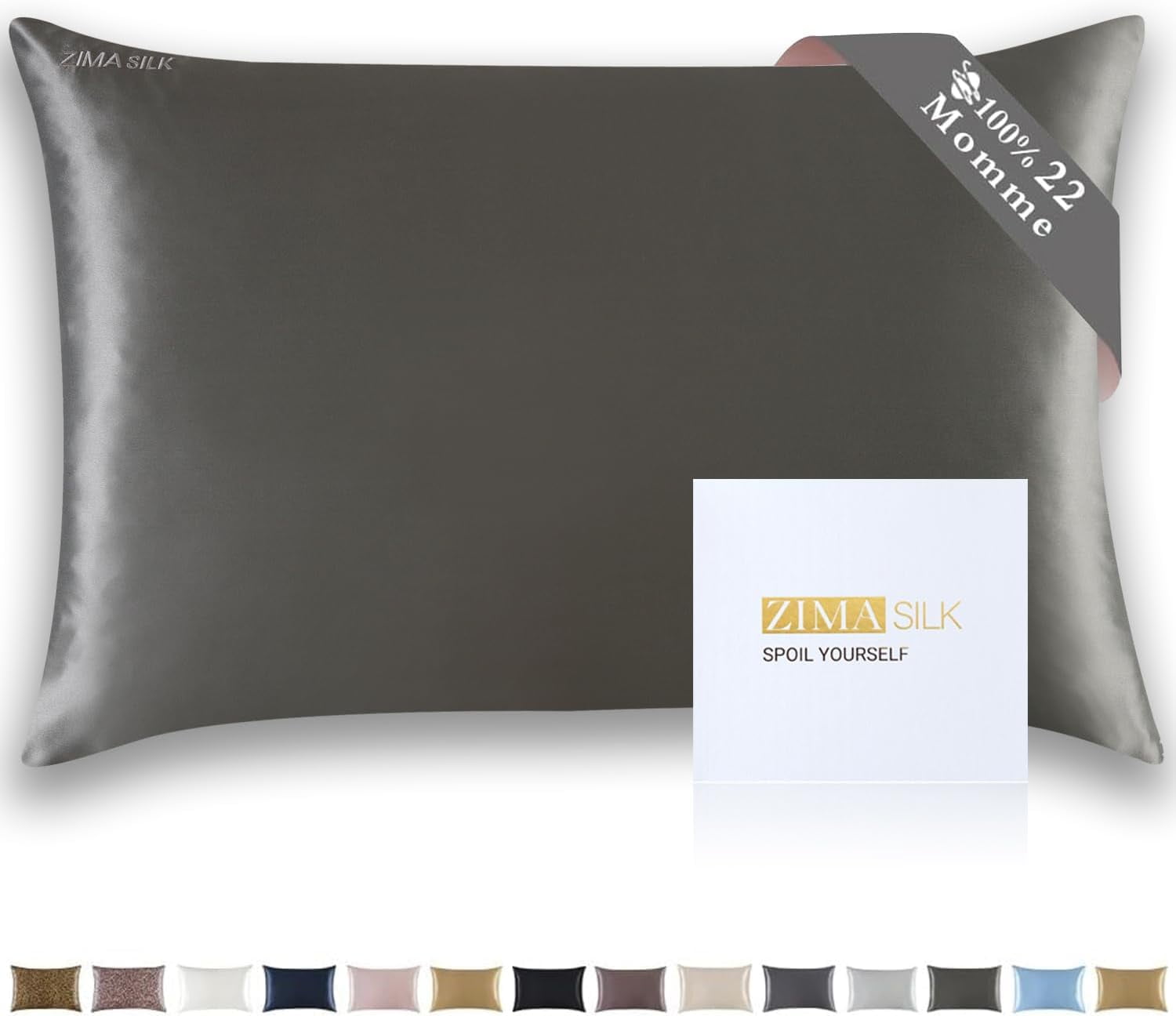 100% Pure 22 Momme Mulberry Silk Pillowcase for Hair and Skin - Upgraded Real Grade 6A Silk ...