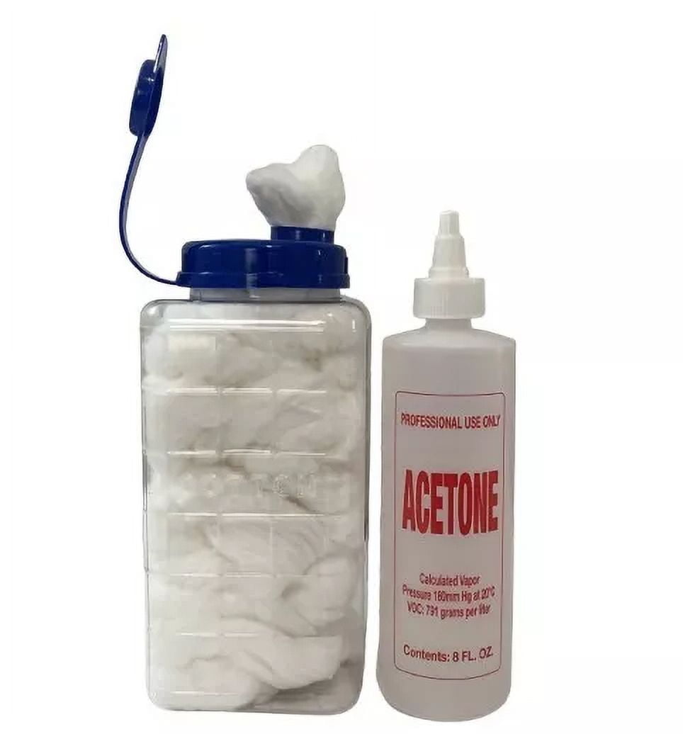 100% Pure Acetone 8 Oz + 10 Feet Cotton Coil + Cotton Container Blue ...